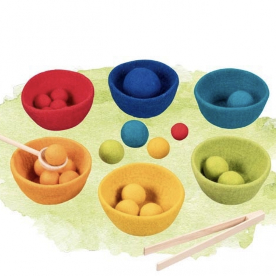 Color Sorting Game – Wool Felt Bowls | E&O Montessori, US