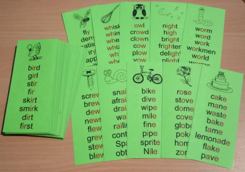 Green Phonogram Word List Cards | E&O Montessori, US